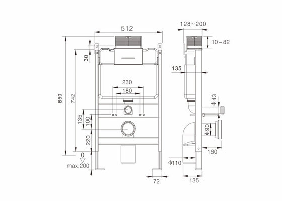 Water Saver plastic Dual flush Hidden Concealed Cisterns For Toilets KDR-010D