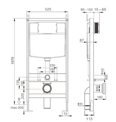Bathroom Sanitaryware Wall Hanging Toilet Tank Automatic Flushing Cistern KDR-011D