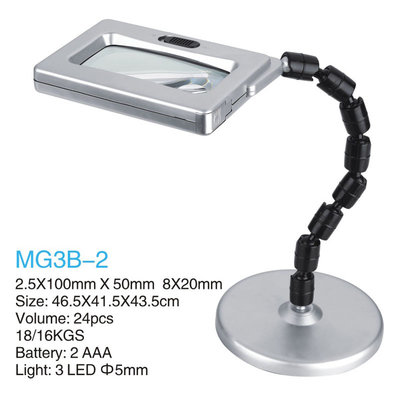 LED Lamp Folding Magnifying Glass / Table Top Magnifying Glass With Light 