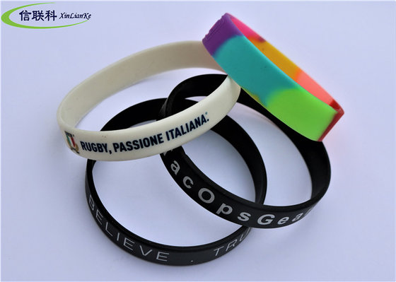 Comfortable Silicone Awareness Bracelets , Personalized Rubber Wristbands For A Cause