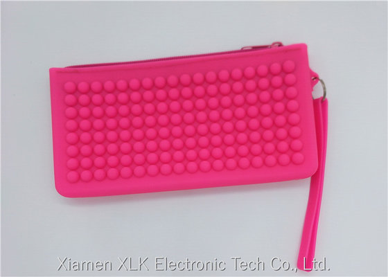 Odorless Pink Silicone Handbags , Silicone Coin Purse Wallet With Zipper