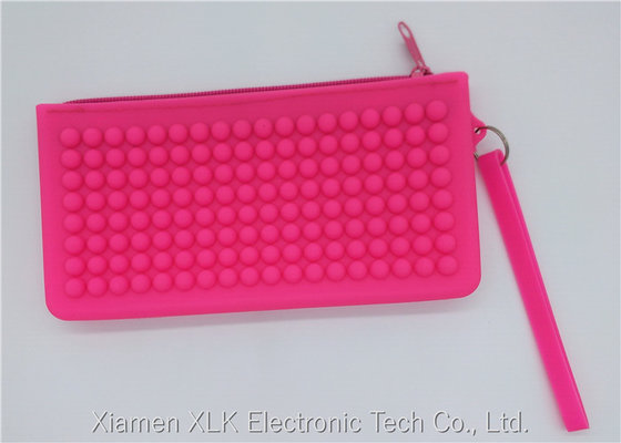 Odorless Pink Silicone Handbags , Silicone Coin Purse Wallet With Zipper