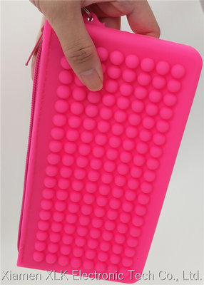 Odorless Pink Silicone Handbags , Silicone Coin Purse Wallet With Zipper
