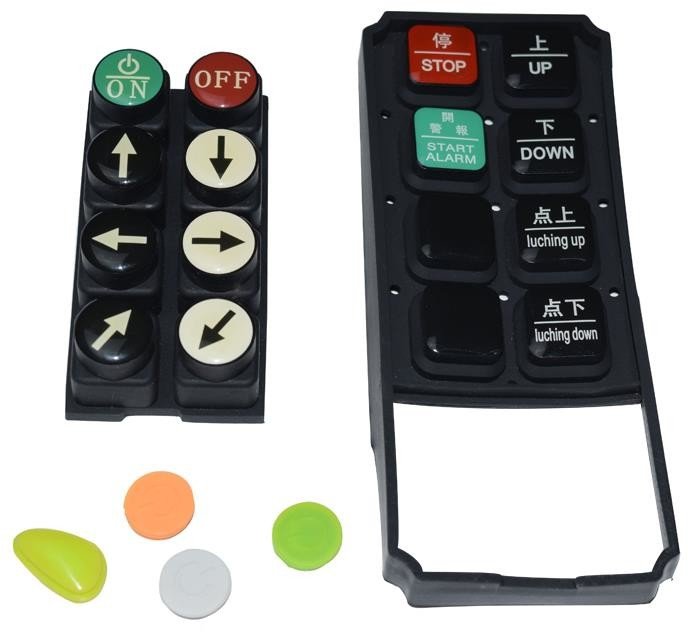 Black Tv Remote Control Buttons , Carbon Pill Keypad With Spraying Coating PU Coating