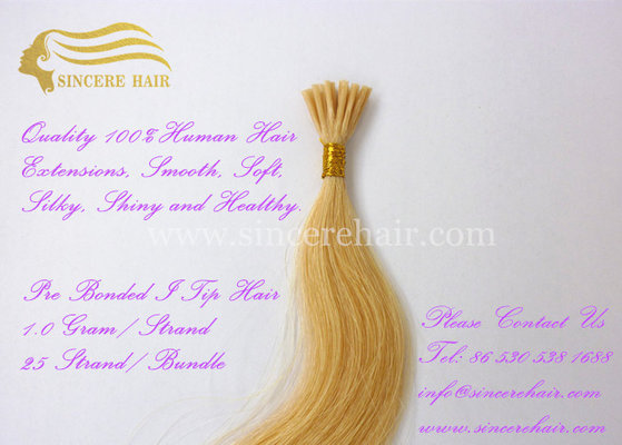 China 22 Inch Remy Human Hair Extensions 1.0 G Pre Bonded I Tip Hair Extensions For Sale supplier