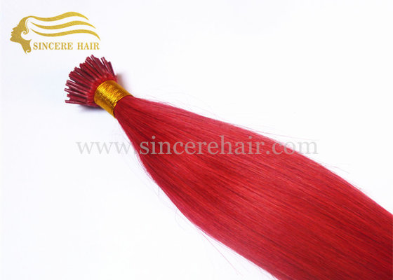 China Hot Selling Straight Hair Extensions - 18" Red Pre Bonded I Tip Hair Extensions 0.75 Gram Each Strand For Sale supplier