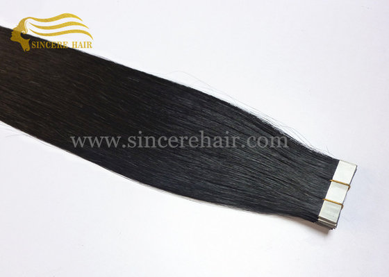 China 22" Jet Black #1 Tape In Remy Human Hair Extensions 2.5 Gram X 20 Pieces For Sale supplier