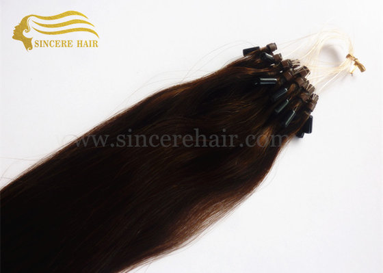 China 22" Micro Ring Hair Extensions - 22" Brown Pre Bodned Micro Ring Loop Hair Extensions 1.0 G / Strand For Sale supplier
