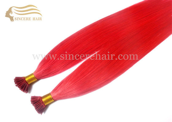 50 CM Pre Bonded I Tip Hair Extensions - 1.0 Gram Straight Red I-Tip Remy Hair Extensions For Sale supplier
