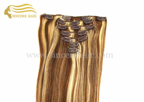 Hot Sale 20" Clip In Hair Extensions for sale - 50 CM 100 G 7 Pieces Piano Colour Remy Hair Clips-In Extensions for Sale supplier