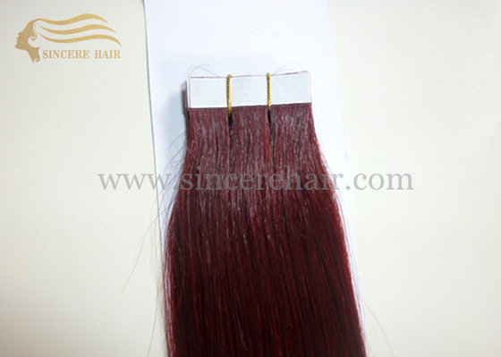 22 Inch Remy Double Drawn Tape In Hair Extensions - 55 CM #99J Seamless Tape Hair Extension 2.5 G X 20 PCS for sale supplier