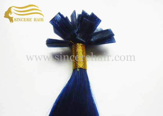 20" Pre Bonded Hair Extensions - 20" Blue Italian Keratin Pre Bodned Flat Tip Hair Extensions 1.0 G / Strand For Sale supplier
