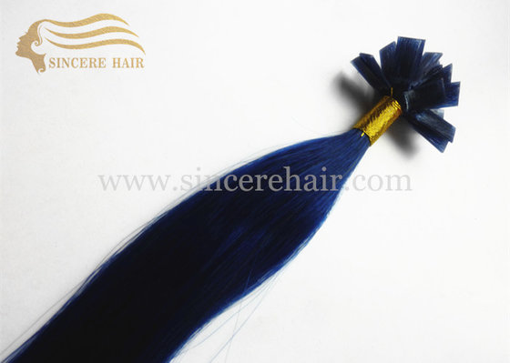 20" Pre Bonded Hair Extensions - 20" Blue Italian Keratin Pre Bodned Flat Tip Hair Extensions 1.0 G / Strand For Sale supplier