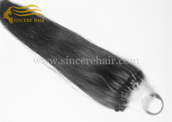 20" Micro Ring Hair Extensions - 50 CM Jet Black Micro Ring Loop Hair Extensions 1.0 G / Strand For Sale supplier