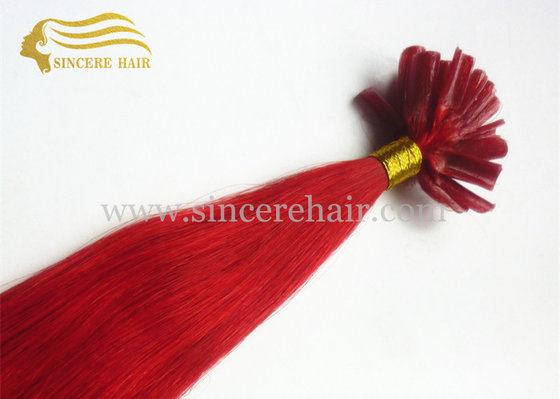 50 CM Pre Bonded I Tip Hair Extensions - 1.0 Gram Straight Red I-Tip Remy Hair Extensions For Sale supplier