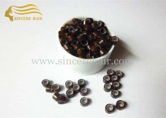 Hair Extension Accessories Micro Links with Silicon For Sale, Brown Micro Ring for Stick Hair Extensions for Sale supplier