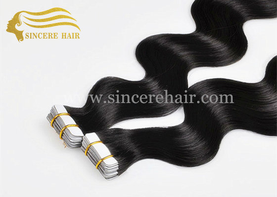Hot Sale 24" Long Tape In Hair Extensions for sale - 60 CM Jet Black Body Wave Tape Hair Extensions 2.5G / Piece on Sale supplier