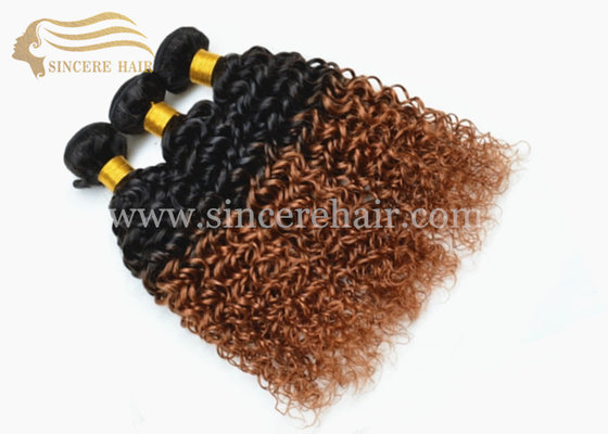 Hot 18" Curly Ombre Hair Extensions for Sale, 45 CM 2 Tone Colour Curly Ombre Remy Human Hair Weft Extensions for Sale supplier