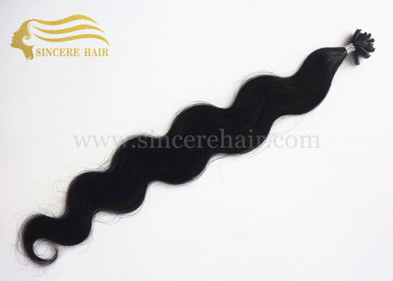 60 CM Keratin Fusion U Shape Hair Extensions for sale - 24" Black Body Wave Pre Bonded U Tip Hair Extensions for sale supplier