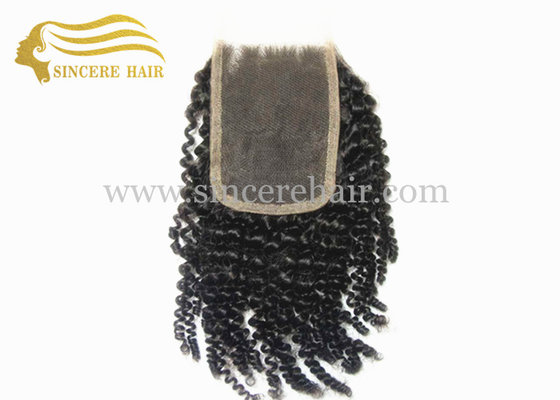 Hot 18" Clouser Hair Extensions - 18" Black Curly Virgin Remy Human Hair Clouser Extensions 4 X 4 For Sale supplier
