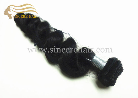 55 CM Loose Wave Hair Weft Extensions for sale - 22 Inch Black Loose Wave Remy Human Hair Weft Extension for sale supplier