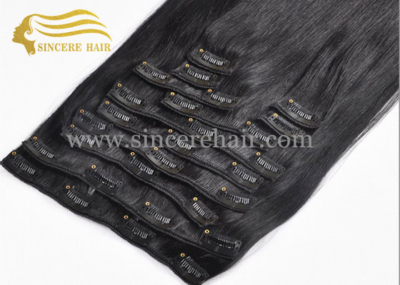24" Black Clip In Hair Extensions for sale - 60 CM Black 150 G 12 Pieces of Clips-In Remy Human Hair Extensions for Sale supplier