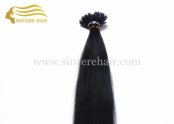 24" Double Drawn Pre Bonded U Tip Hair Extensions 1.2 Gram / Strand In Jet Black #1 for sale supplier