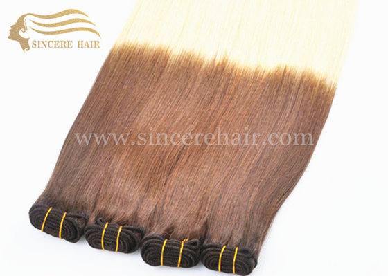Top Quality 55 CM Straight Ombre Blonde Remy Human Hair Weft Extensions For Sale supplier