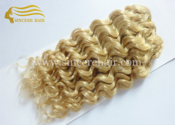 30 CM Blonde CURLY Hair Weft Extensions for Sale, 12 Inch Blonde #613 Curly Remy Human Hair Weave Extension for Sale supplier