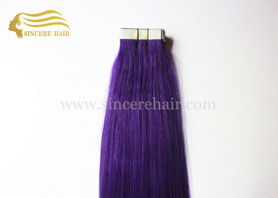 50 CM Remy Single Drawn Purple Seamless Tape In Hair Extensions 2.5 G X 20 PCS for sale supplier