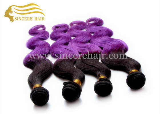 55 CM Body Wave Ombre Purple Hair Extensions Machine Weft for sale - 22" Body Wave Ombre Hair Weft Extension for Sale supplier