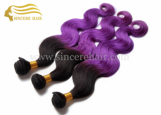 55 CM Body Wave Ombre Purple Hair Extensions Machine Weft for sale - 22" Body Wave Ombre Hair Weft Extension for Sale supplier