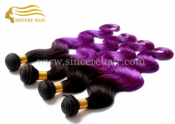 55 CM Body Wave Ombre Purple Hair Extensions Machine Weft for sale - 22" Body Wave Ombre Hair Weft Extension for Sale supplier