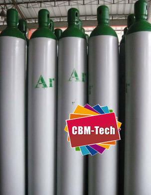 ISO9809-3 Std Empty Argon Gas Tanks 38 Liter with Argon Cylinder Valves