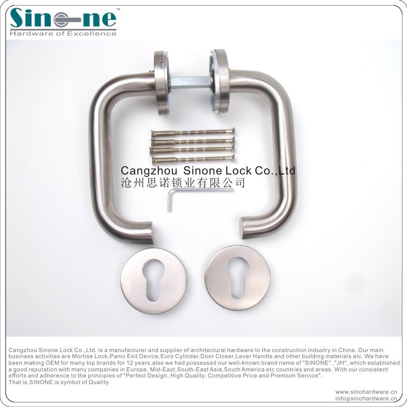SUS304 fire rated tube lever type door handle for mortise locks/BS EN1906/Guaranteed for 5yrs