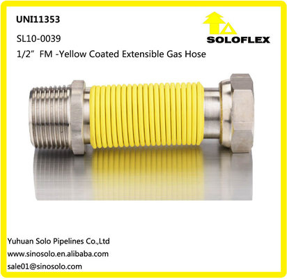 Stainless Steel Corrugated Extensible Hose for Gas 1/2“,3/4",1" ,Yellow Coated