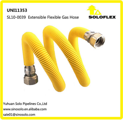 Stainless Steel Corrugated Extensible Hose for Gas 1/2“,3/4",1" ,Yellow Coated
