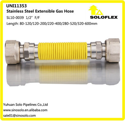 Stainless Steel Corrugated Extensible Hose for Gas 1/2“,3/4",1" ,Yellow Coated