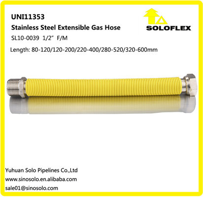 Stainless Steel Corrugated Extensible Hose for Gas 1/2“,3/4",1" ,Yellow Coated