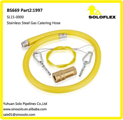 Stainless Steel Gas Catering Hose  1/2“,3/4",1" ,Yellow Coated, with quick release fitting