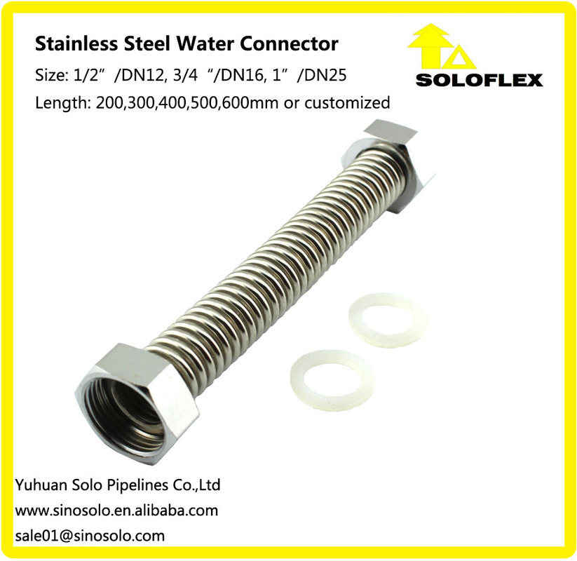 Stainless Steel Flexible Water Connector   1/2“,3/4",1" ,AISI304, AISI316L