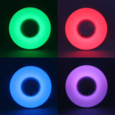 LED lights with alarm clock wake up lamp at sunrise to wake radio, FM Radio alarm clock, colorful color