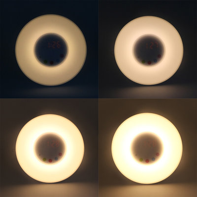 LED lights with alarm clock wake up lamp at sunrise to wake radio, FM Radio alarm clock, colorful color
