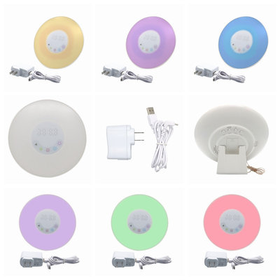 LED lights with alarm clock wake up lamp at sunrise to wake radio, FM Radio alarm clock, colorful color