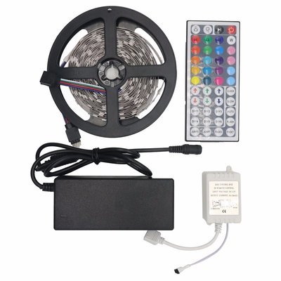 10M SMD 5050 RGB LED Flexible Strip Light Kit 150LEDs 30LEDs/M with 44Keys IR Remote Controller with DC 12V Power Supply