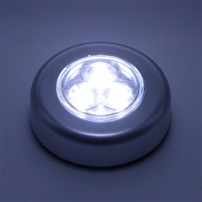 Mini Round 3 LED Push Tap Stick Convenient Touch Practical Home Cabinet Light