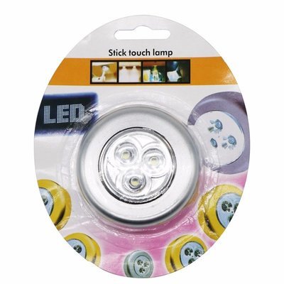 Mini Round 3 LED Push Tap Stick Convenient Touch Practical Home Cabinet Light