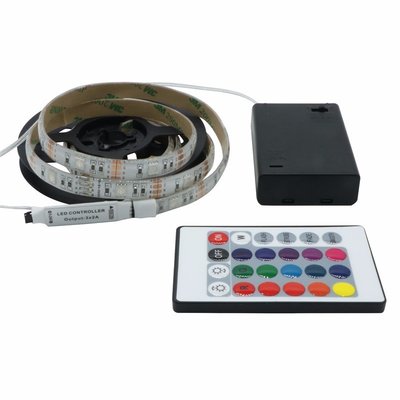 50-200cm Waterproof 4.5V 5050 RGB LED Strip Light Battery Powered + 24key Remote