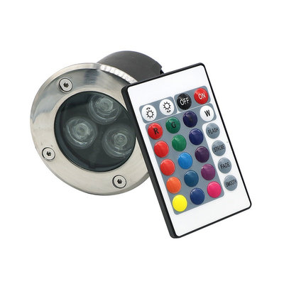 High Brightness Waterproof Inground Light 85-265V AC 3W Round RGB LED Underground Light With IR 24 Keys Control