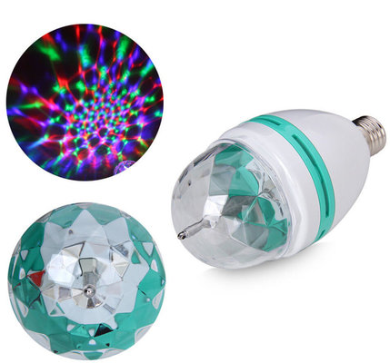 E27 3w RGB Disco Lighting Led Ball Bulb Rotating Home Party Disco Light